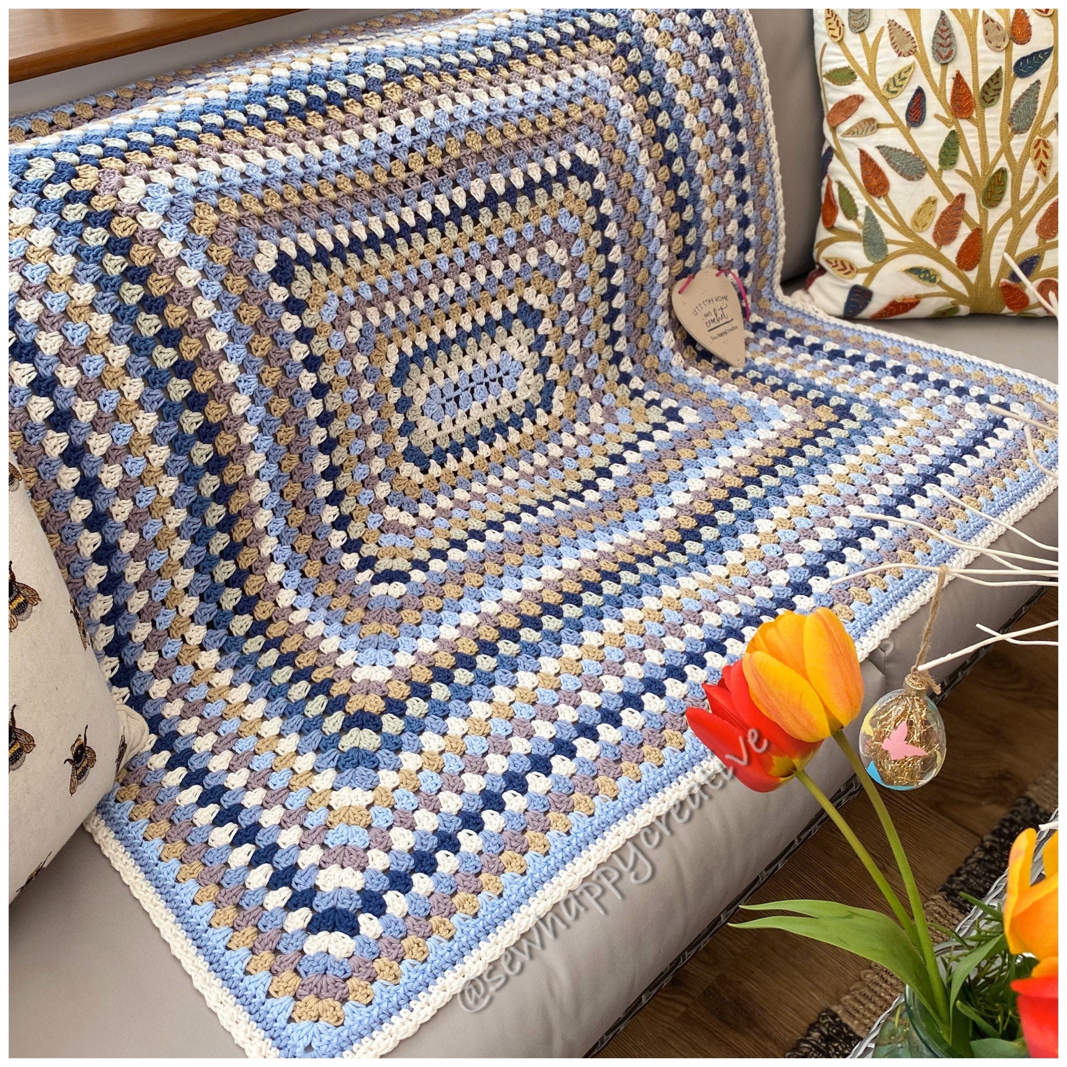 Harbour Granny Square Crochet Blanket Pattern: Afghan Throw (PDF ...