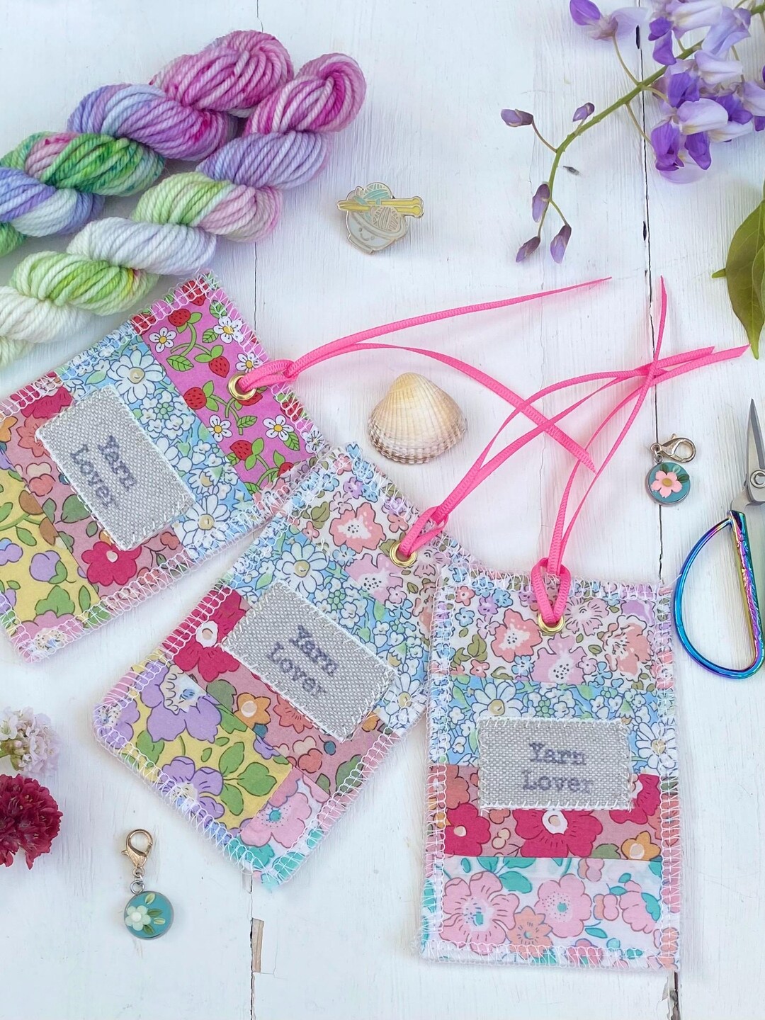 Scrappy Patchwork Yarn Tags for Knitting and Crochet Decorations, Photo ...