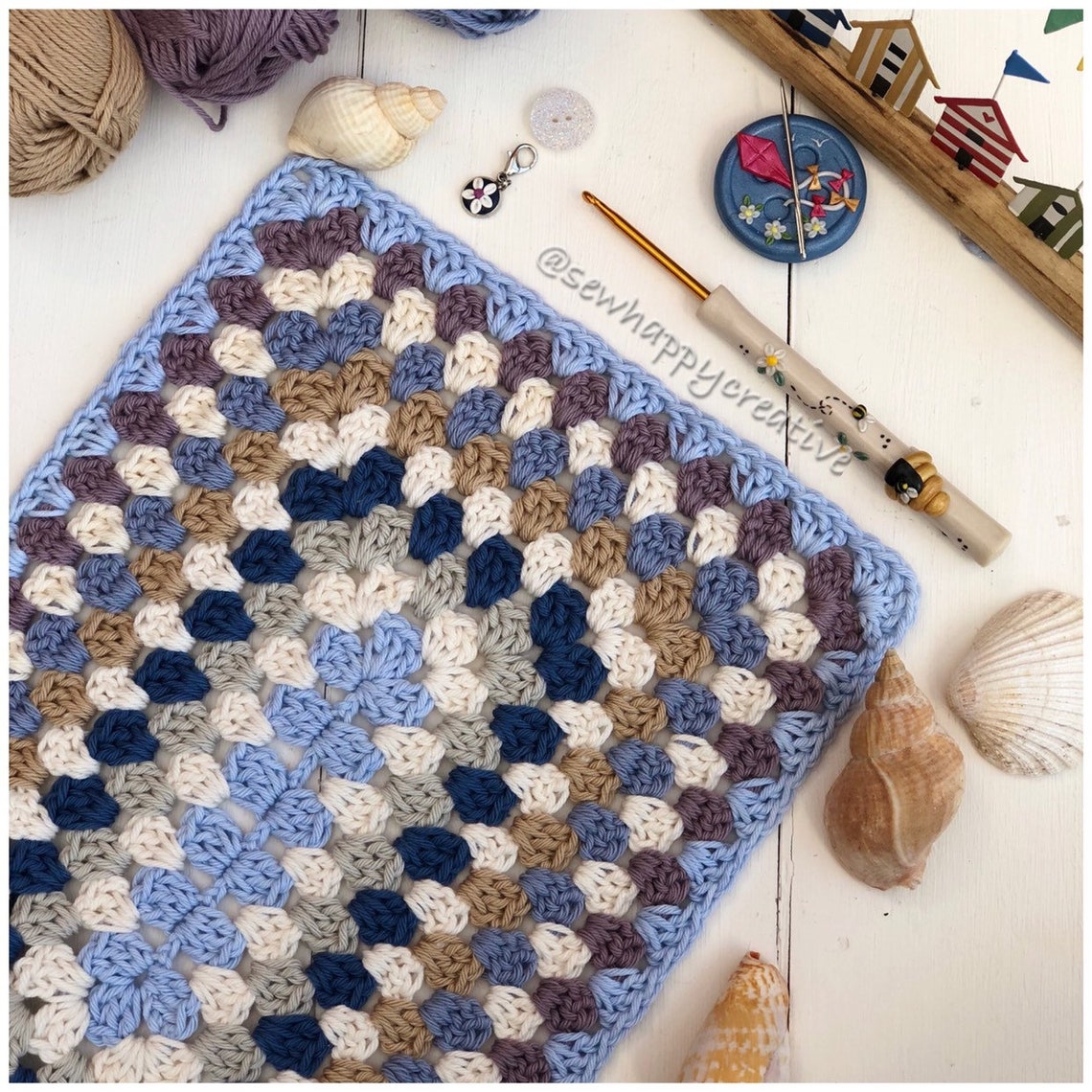 Harbour Granny Square Crochet Blanket Pattern: Afghan Throw (PDF ...