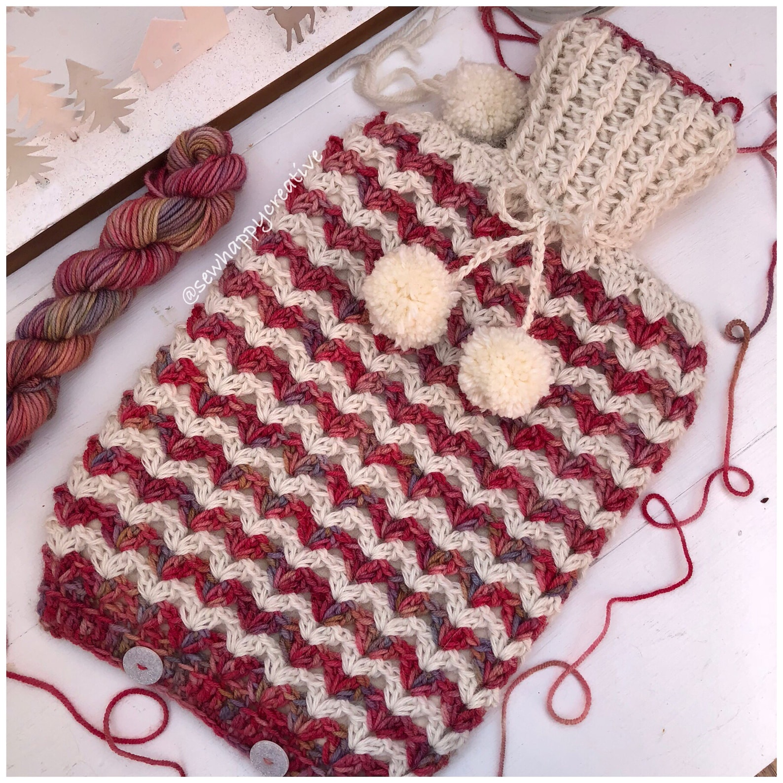 Crochet Pattern Hot Water Bottle Cover Pattern Snow Fall Hot - Etsy