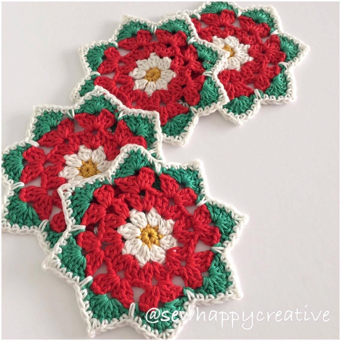 Crochet Pattern Christmas Rose Coaster Pattern Instant - Etsy UK