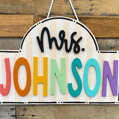 Personalized Teacher Door Hanger Boho Teacher Classroom - Etsy