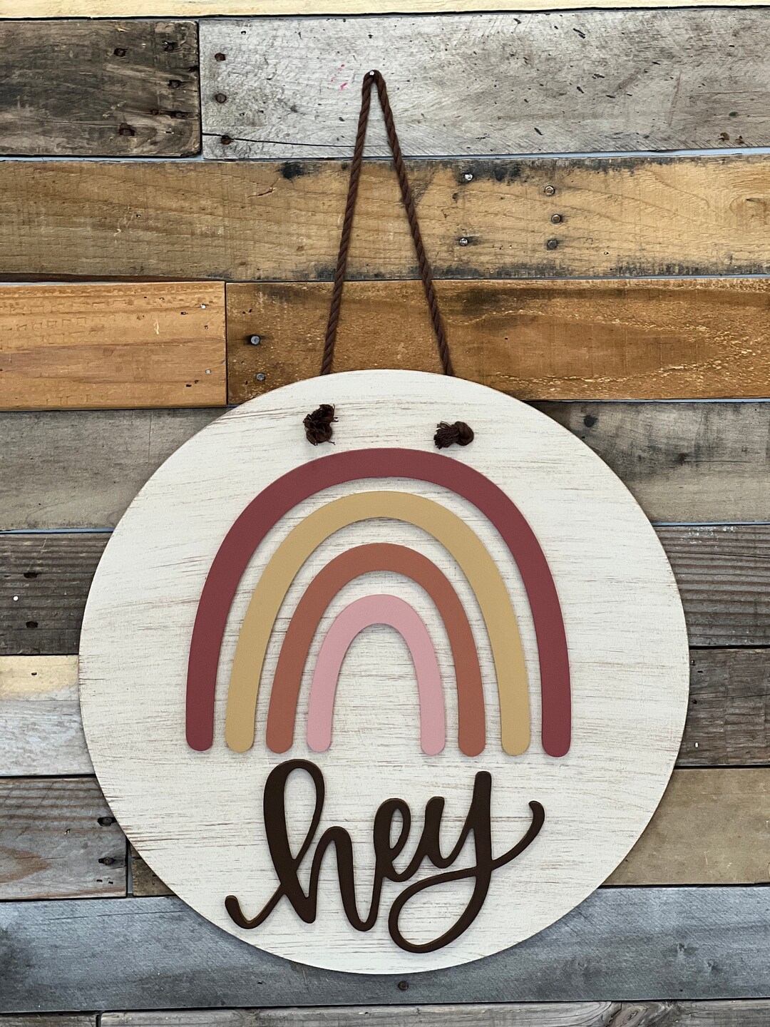 Rainbow Door Hanger | Welcome Door Hanger | Boho | Warm Neutral ...