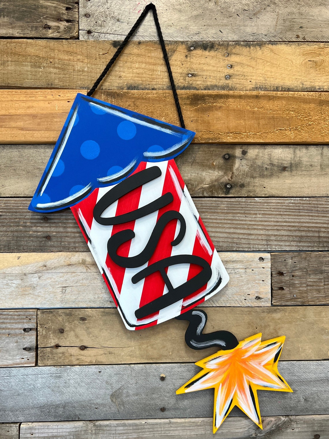 Firecracker Door Hanger Fourth of July Decor 4th of July - Etsy