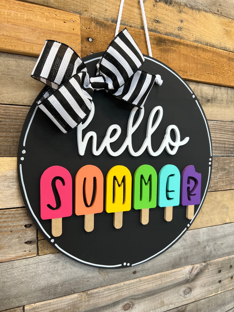 Summer Door Hanger Hello Summer Door Hanger Popsicle Decor - Etsy