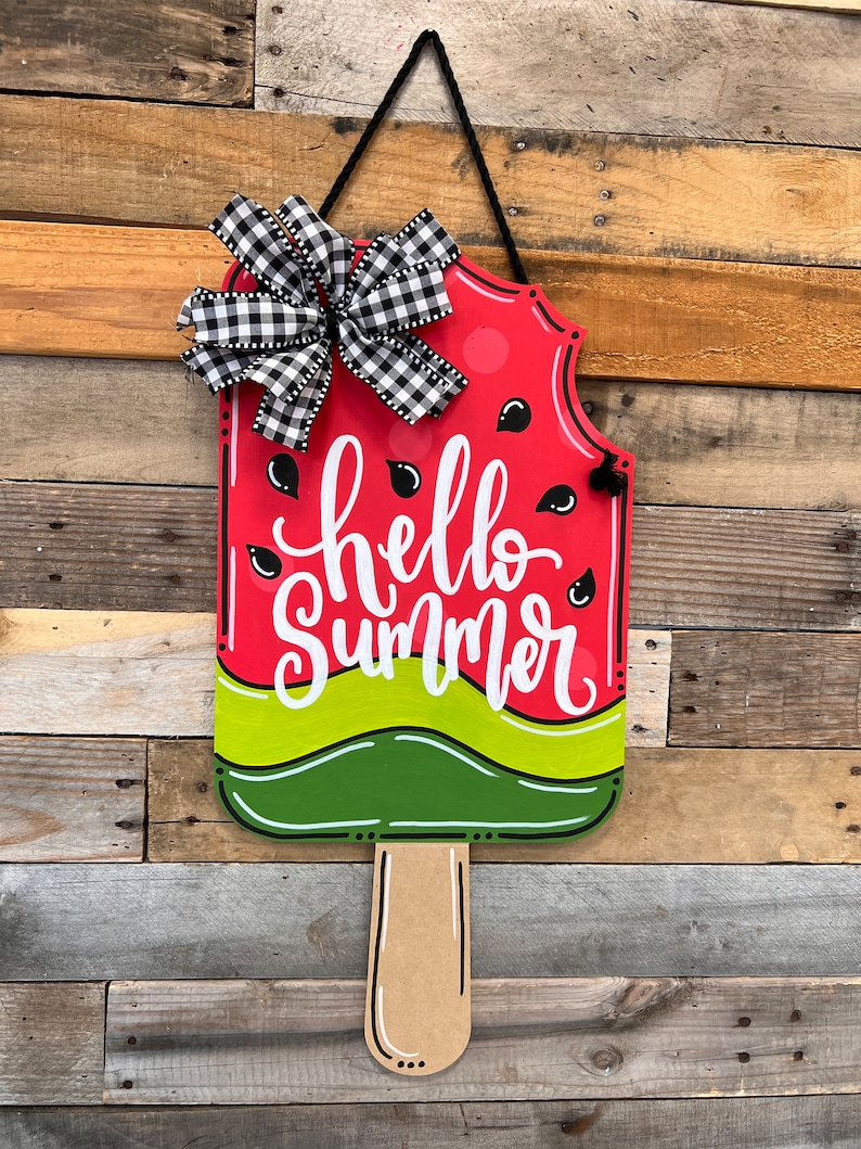 Popsicle Door Hanger | Hello Summer Door Hanger | Watermelon | Sweet ...