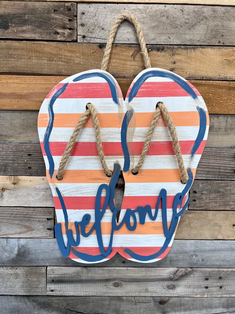 Flip Flops Door Hanger | Summer Decor | Nautical Home Decor | Lakehouse ...