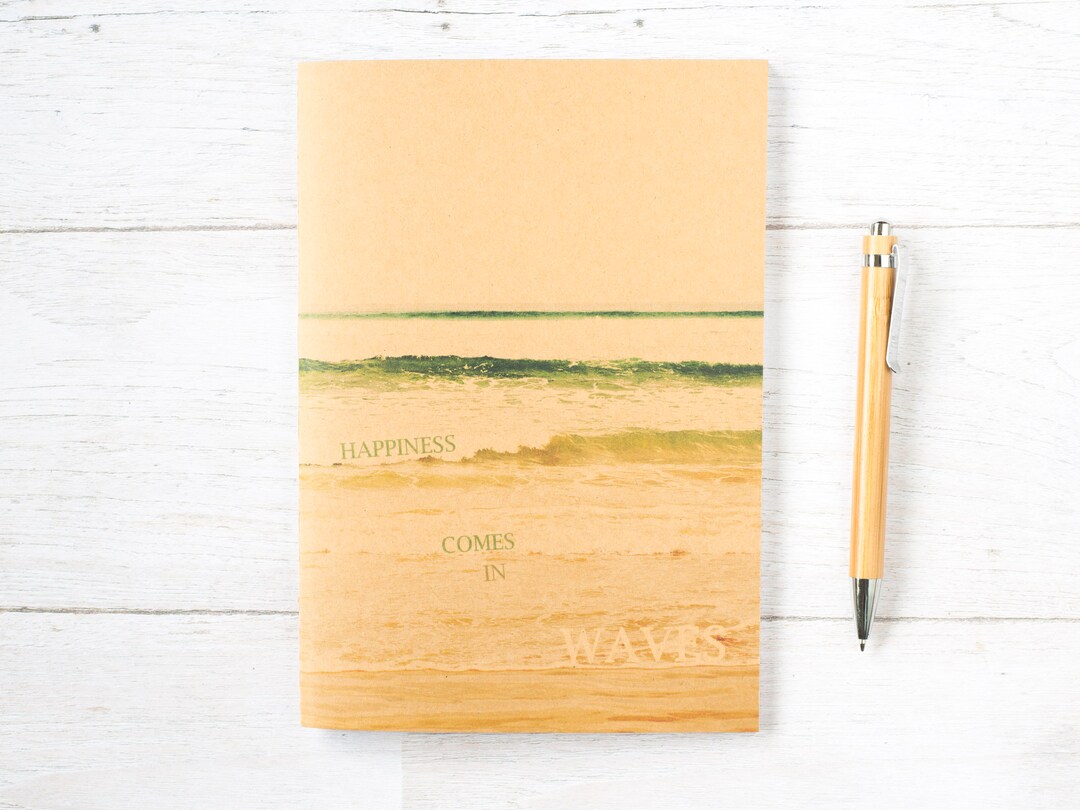 Ocean Journal, Beach Themed Journal. Recycled Paper Notebook With Waves ...