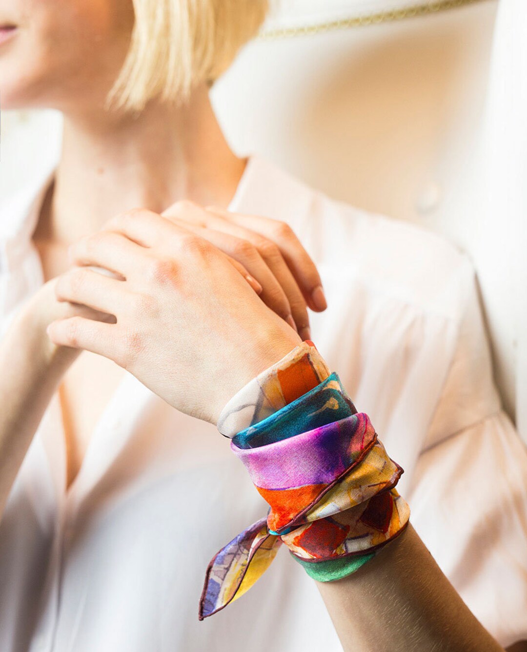 Silk Wrap Bracelet Tattoo Covers, Small Wrist Bracelet, Silk Scarf for ...