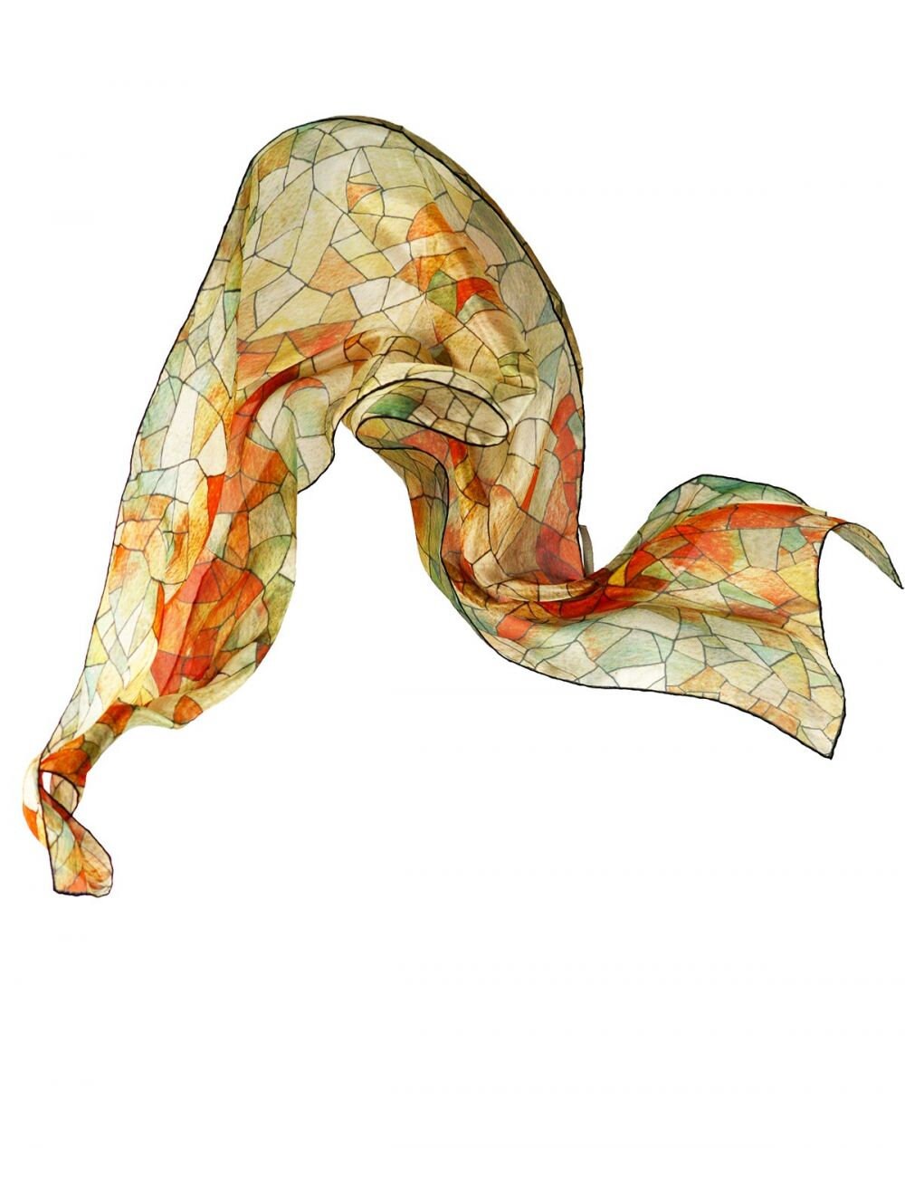 Long and Light Men's Silk Scarf With a Mosaic Design and Comfort Colors ...