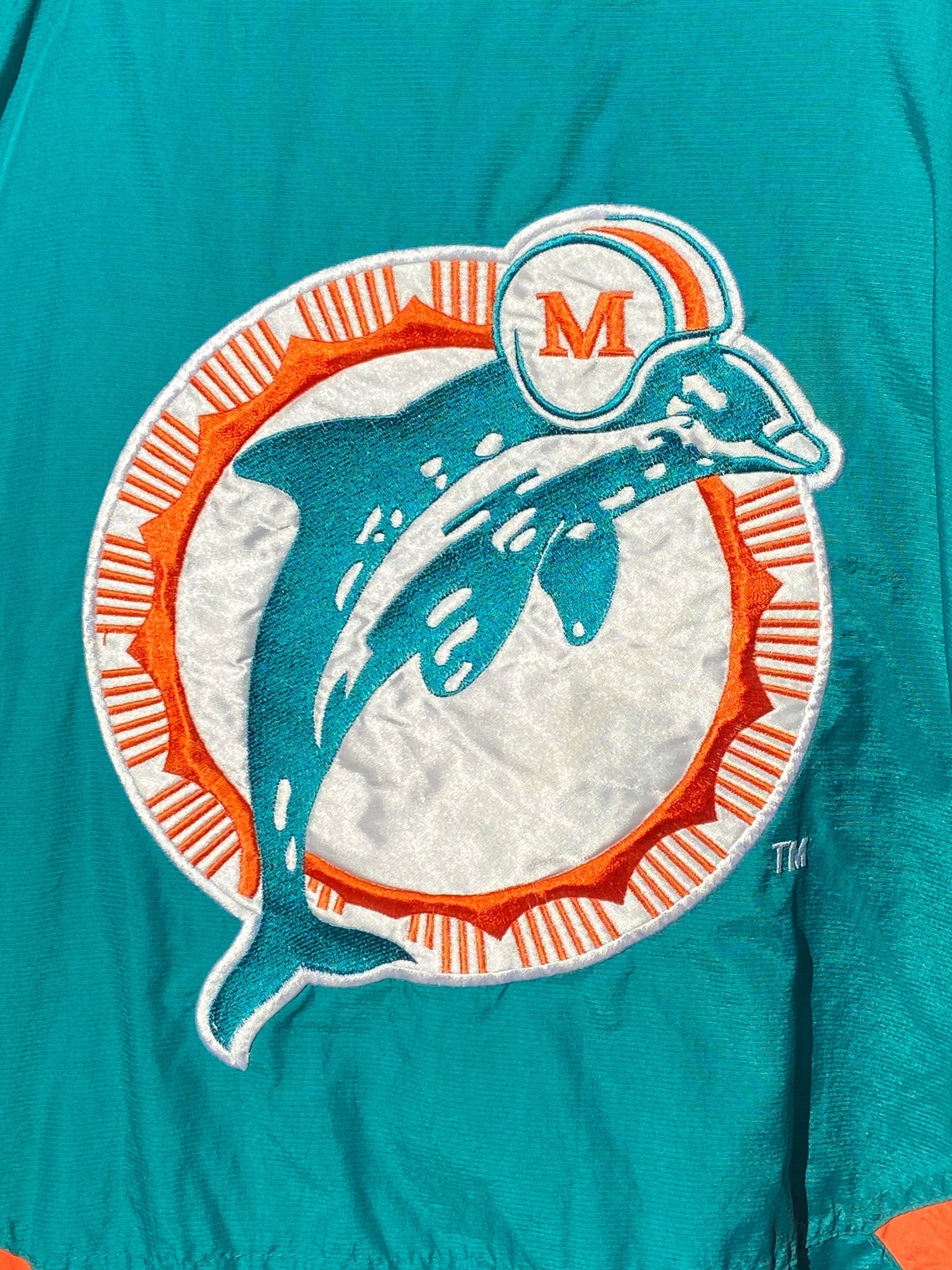 Vintage 90's Miami Dolphins 1/2 Zip Hooded XL Puffer Jacket Never Worn ...