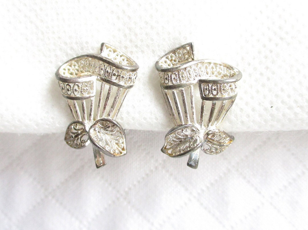 Sterling Silver Germany EB Vintage Clip Back Earrings - Hallmarked ...