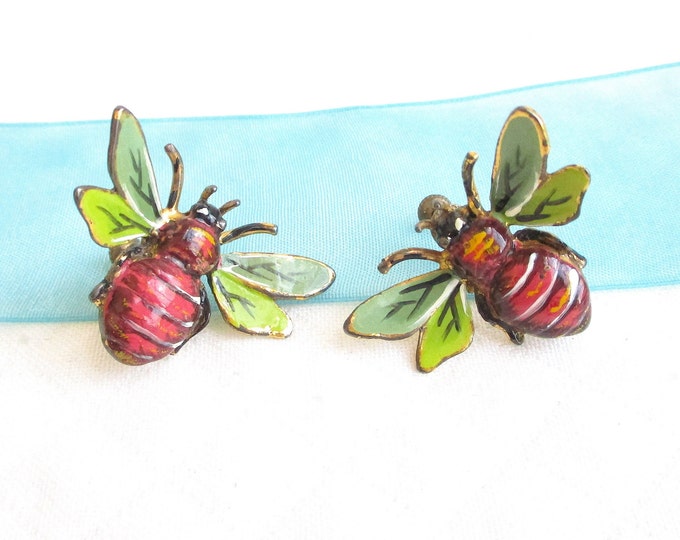 Walter LAMPL Sterling Vintage Bumble Bee Enameled Screw Back Earrings ...