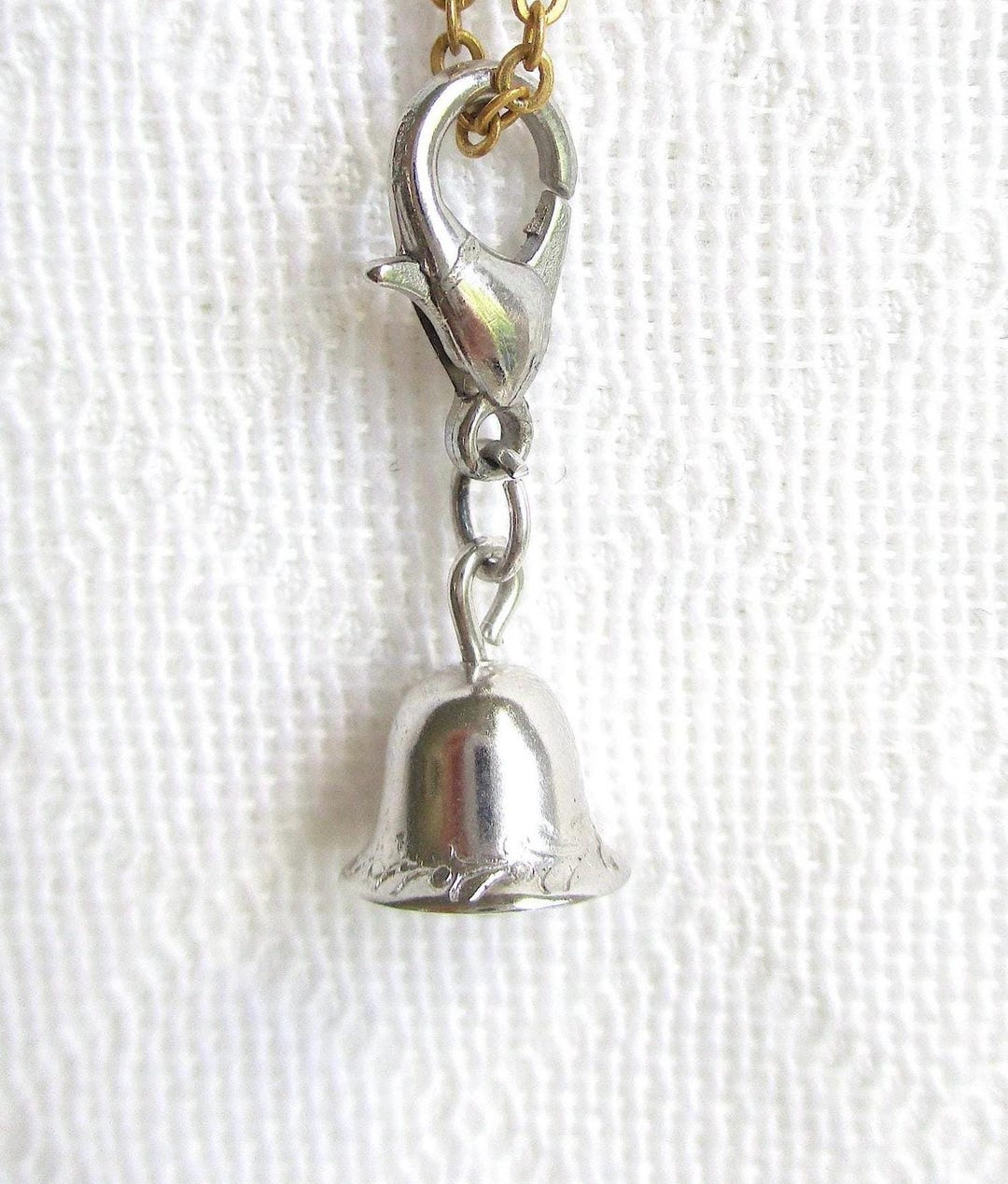 Vintage Small Silver Bell Charm - 3/8" Tall Bell - Spring Clasp ...