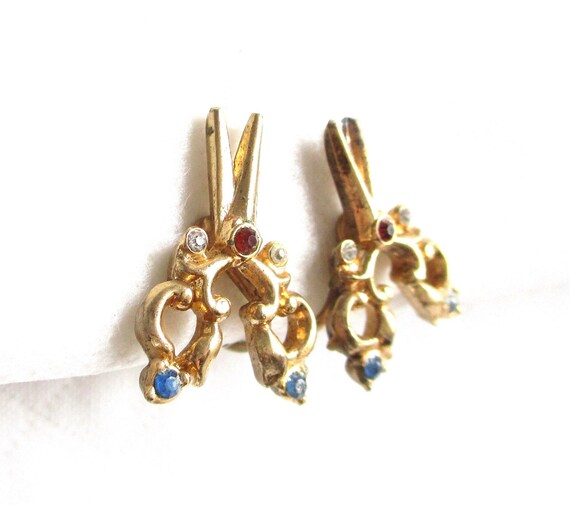 Very Rare - Rhinestone and Gold Metal Vintage Scissor… - Gem