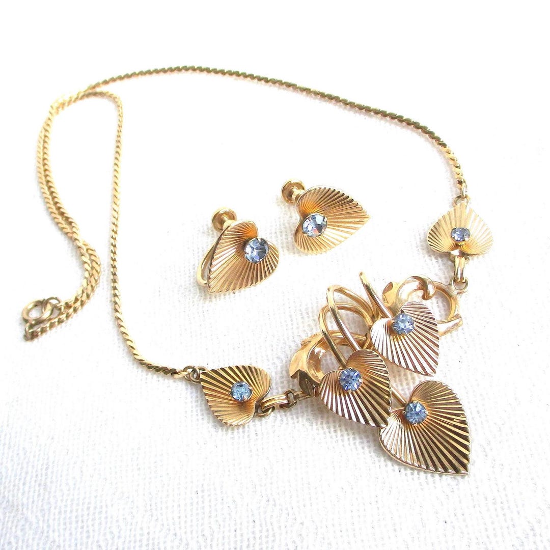 Vintage Van Dell 12K Gold Filled Blue Rhinestone Pendant Necklace and ...