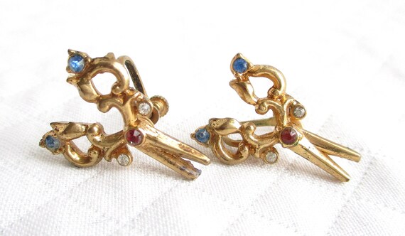 Very Rare - Rhinestone and Gold Metal Vintage Scissor… - Gem