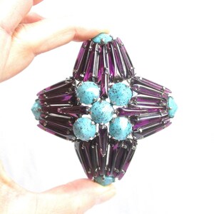 SCHREINER NY Arch Ruffle Brooch & Matching Clip Back Earrings Purple ...