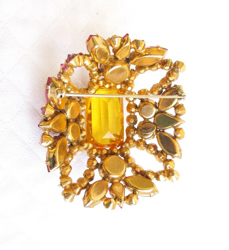 SCHREINER New York Stunning Pink & Citrine Yellow Rhinestone - Etsy