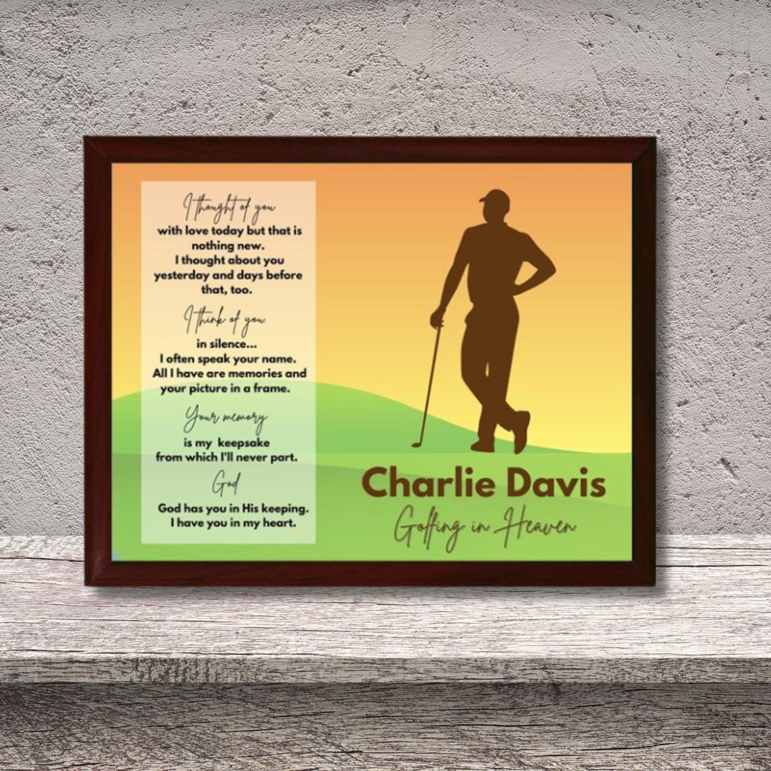 Golfing in Heaven, Personalized Memorial Plaque With Poem, I Thought of ...