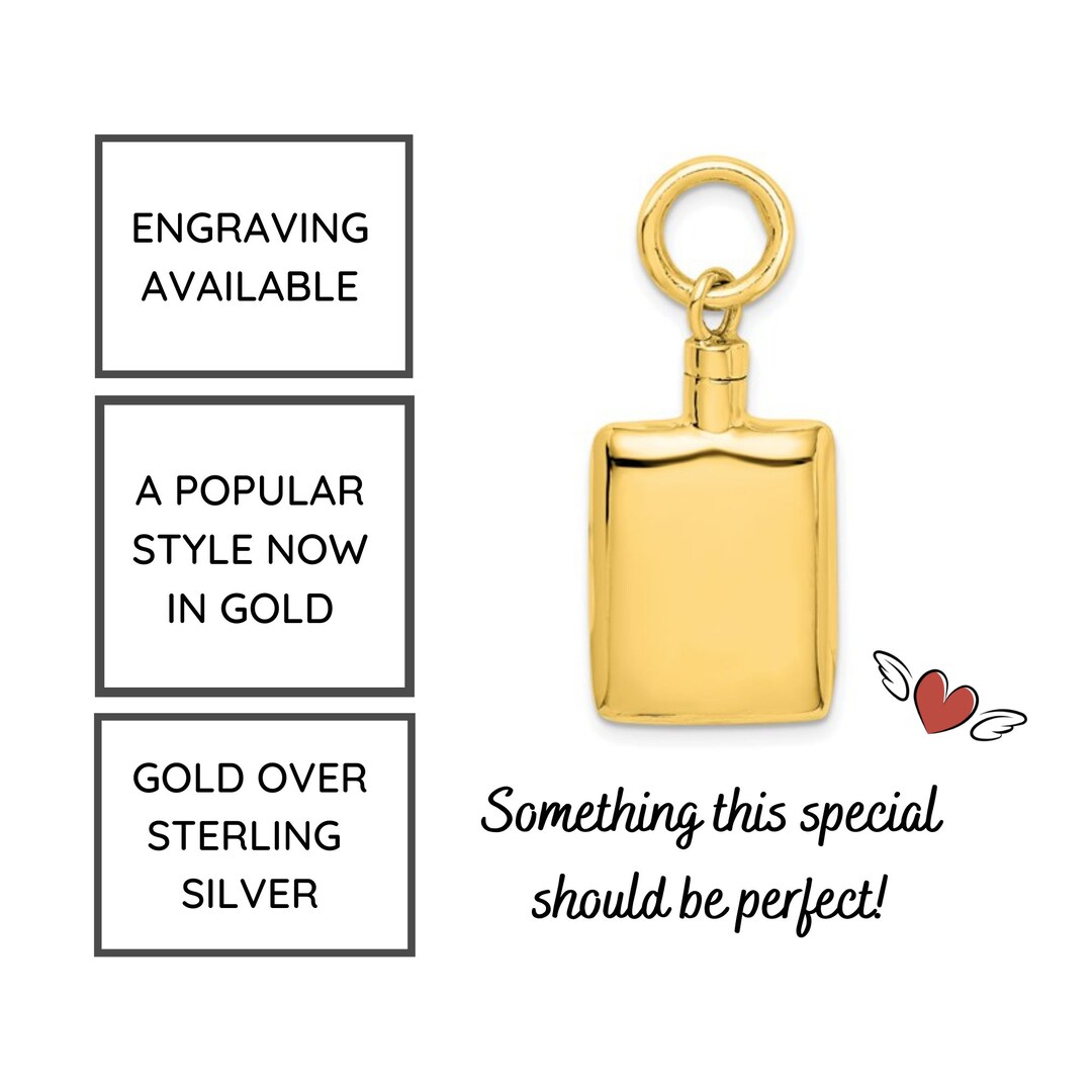 Sterling Silver Gold Tone Rectangular Ash Holder, Custom Urn Pendant ...