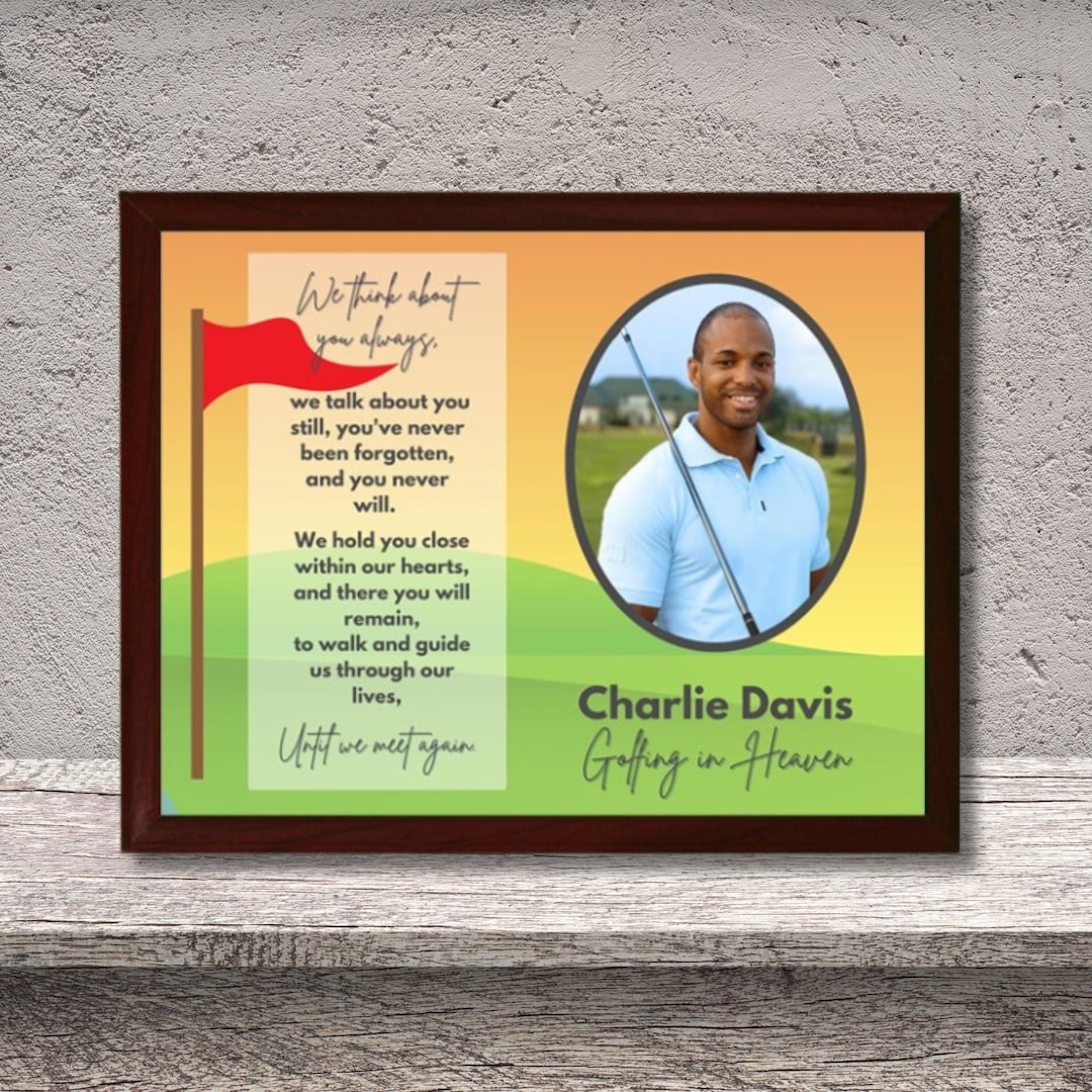 Golfing in Heaven, Personalized Memorial Plaque With Poem and Photo ...