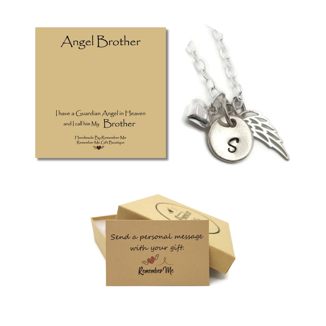 Loss of Brother Memorial, Angel Brother in Heaven, Memorial Necklace in ...