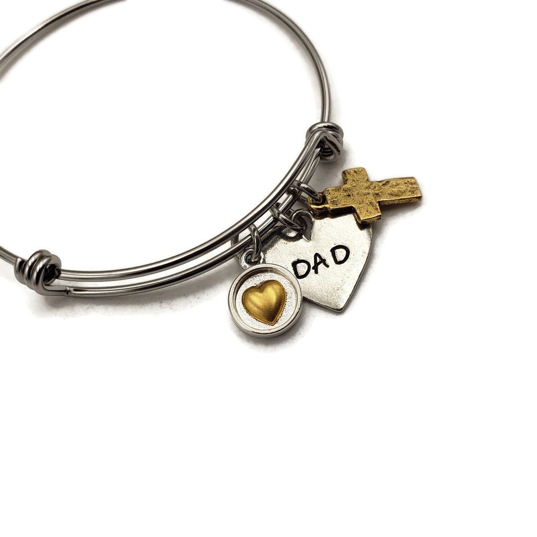 Grieving Gift for Dad Loss, Father Memorial Bracelet With Cross, Dad ...