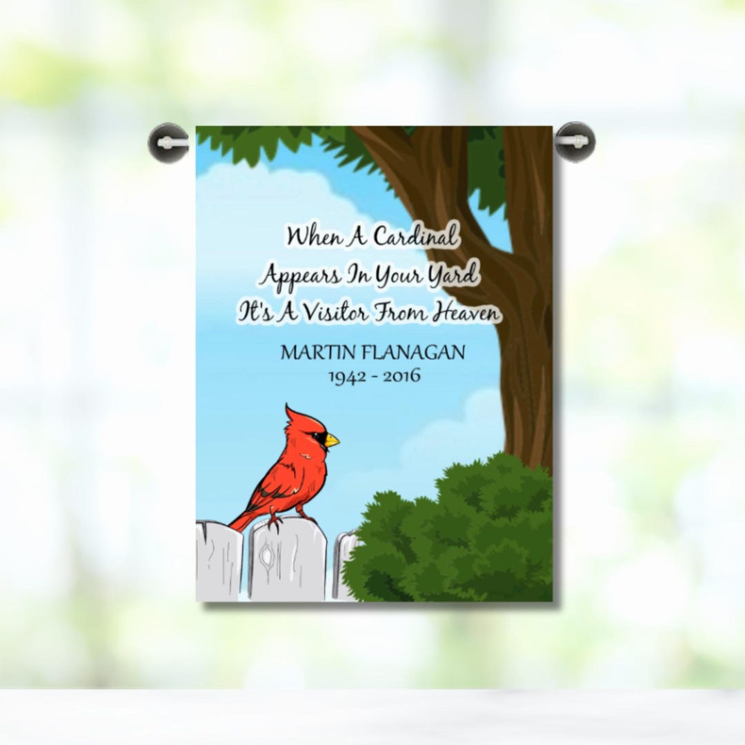 Personalized Cardinal Memorial Window Banner: "a Visitor From Heaven ...