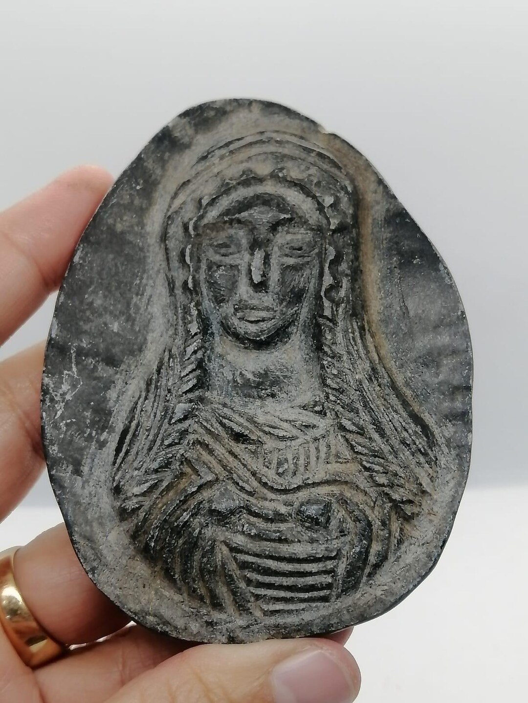 Carved Stone Female Figure Plaque: Ancient Roman Relief Portrait ...