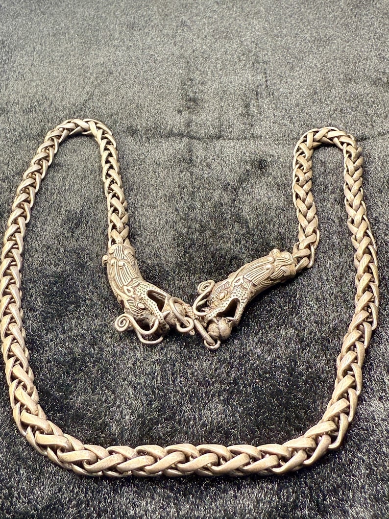 Vintage Heavy Tibetan Dragon Head Chain Necklace – Handcrafted Woven ...