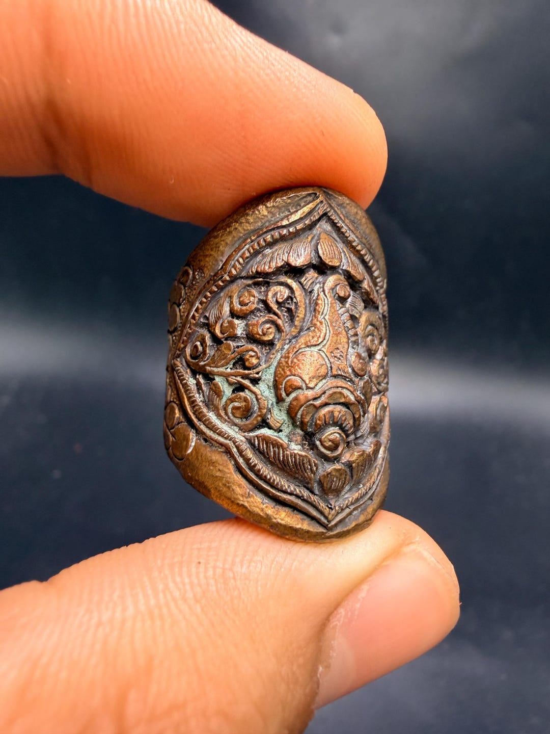 Antique Bronze Tribal Ring • Hand-carved Floral Afghan Jewelry ...