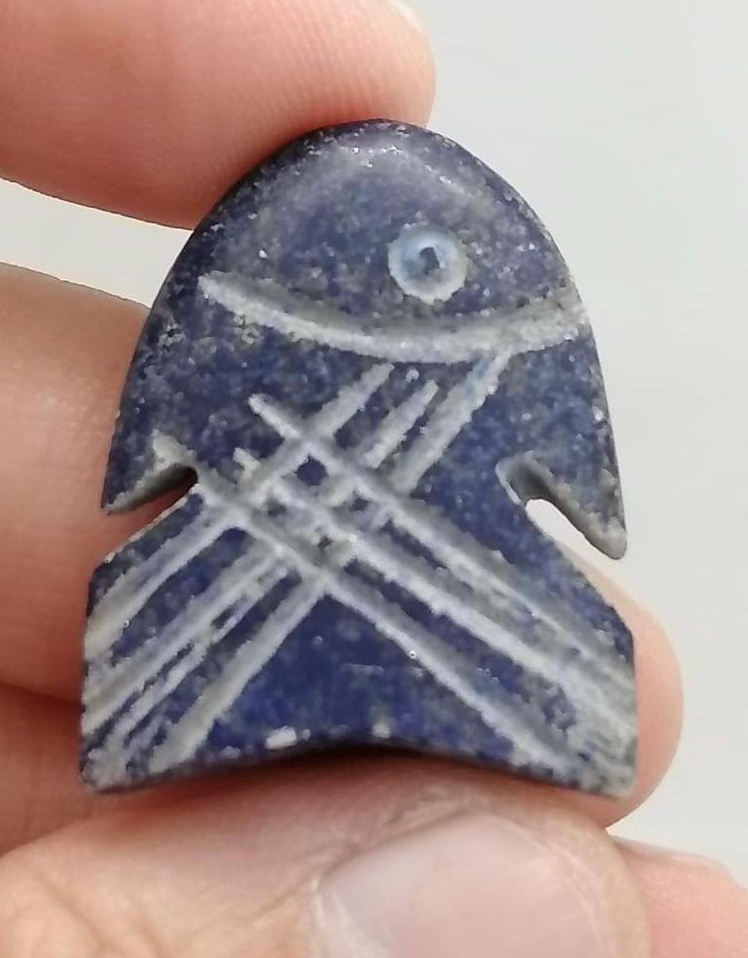 Ancient Blue Lapis Fish Pendant — Hand-carved Symbol of Water and ...