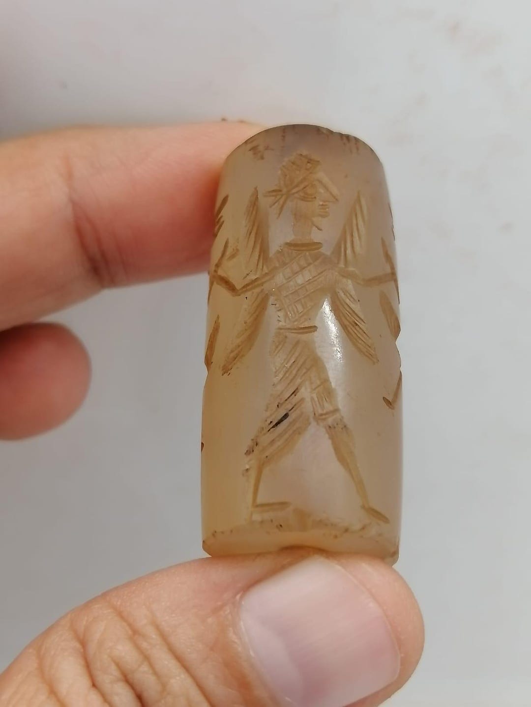 Ancient Cylinder Seal: Winged Creature, Twin Deer & Star Imprint - Etsy