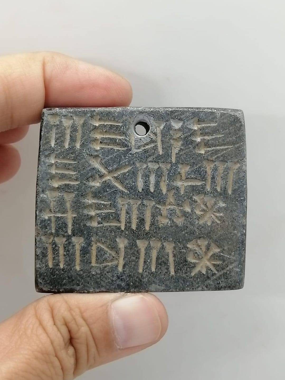 Ancient Script Stone Plaque — Hand-carved Tablet With Early Symbolic ...