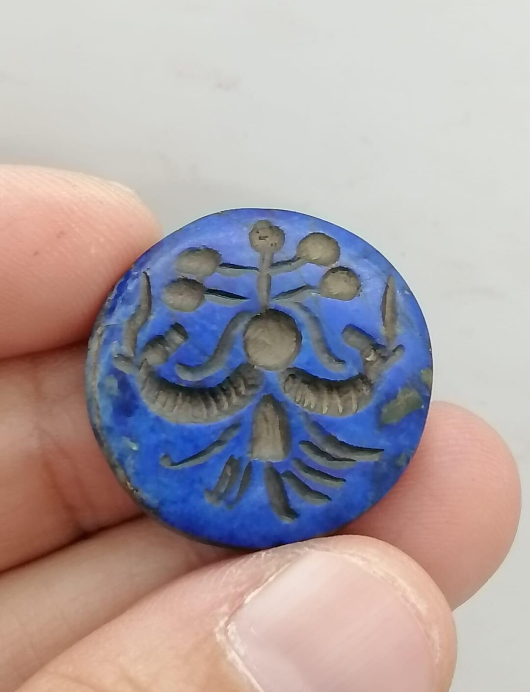 Lapis-roman Seal Old Round Seal – Tree of Life Motif – Deep Blue ...