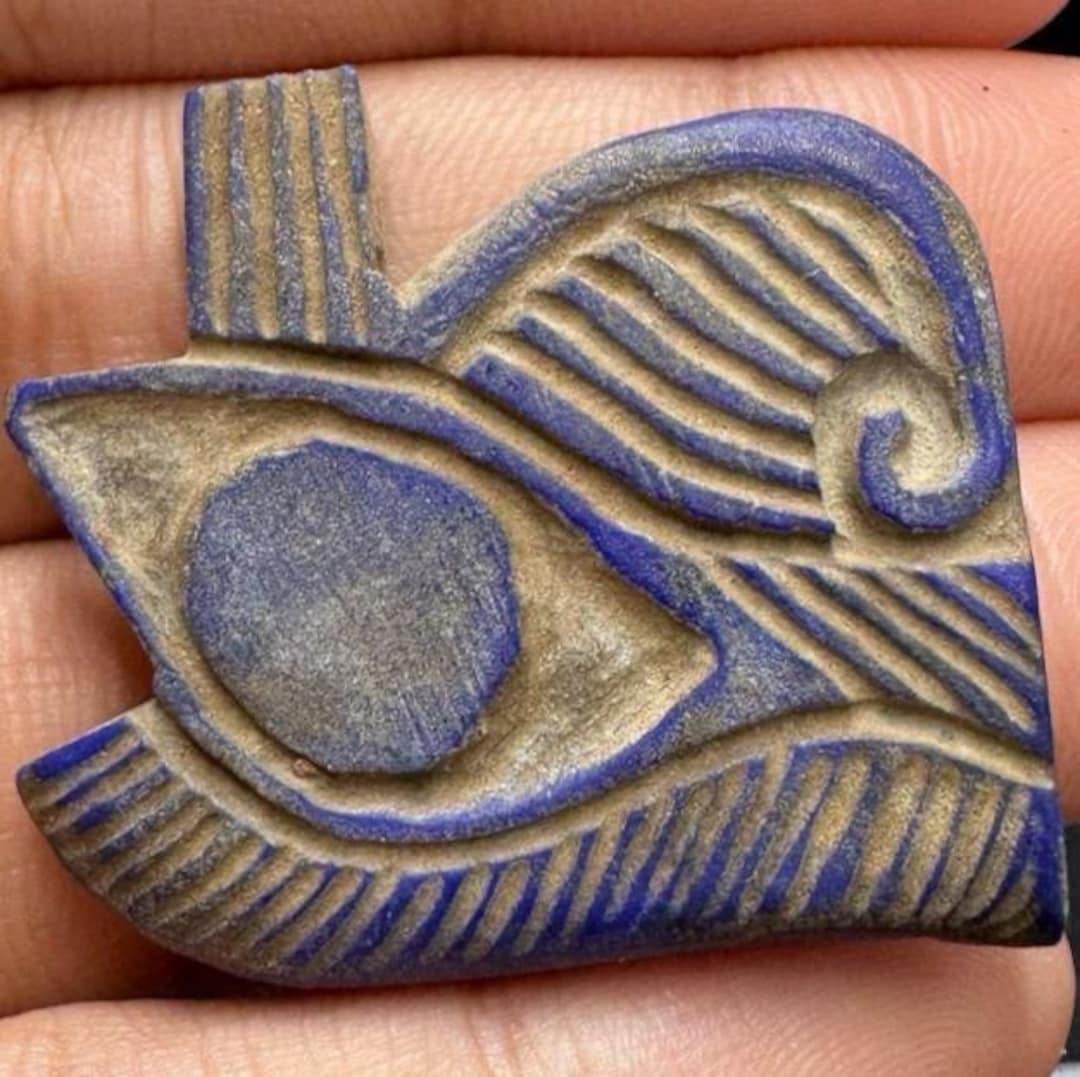 Carved Lapis Eye of Horus Amulet – Ancient- Protective Talisman, Blue ...