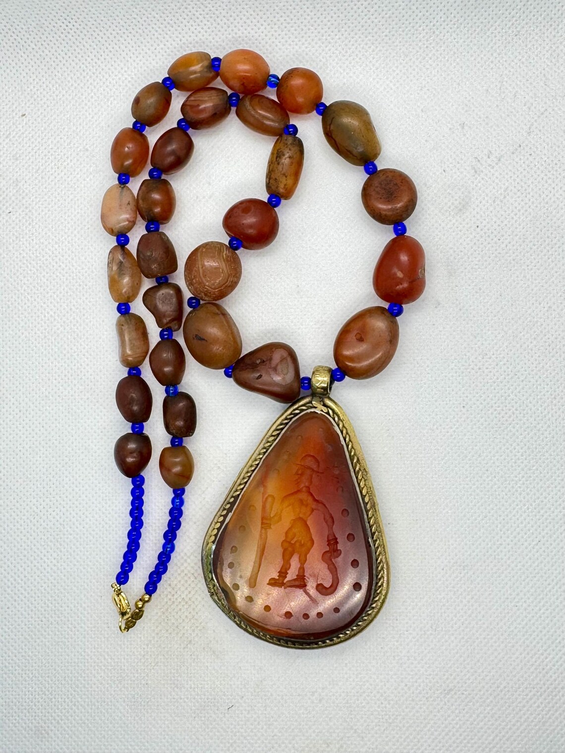 Roman Old Wonderful Agate Intaglio Stone Pendant Beads Lovely Necklace ...