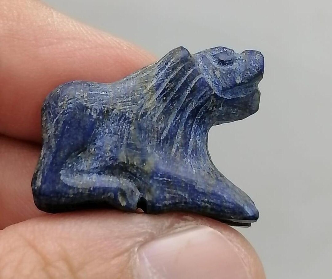 Ancient Carved Lapis Lion Figurine — Roman Guardian Totem Symbol of ...