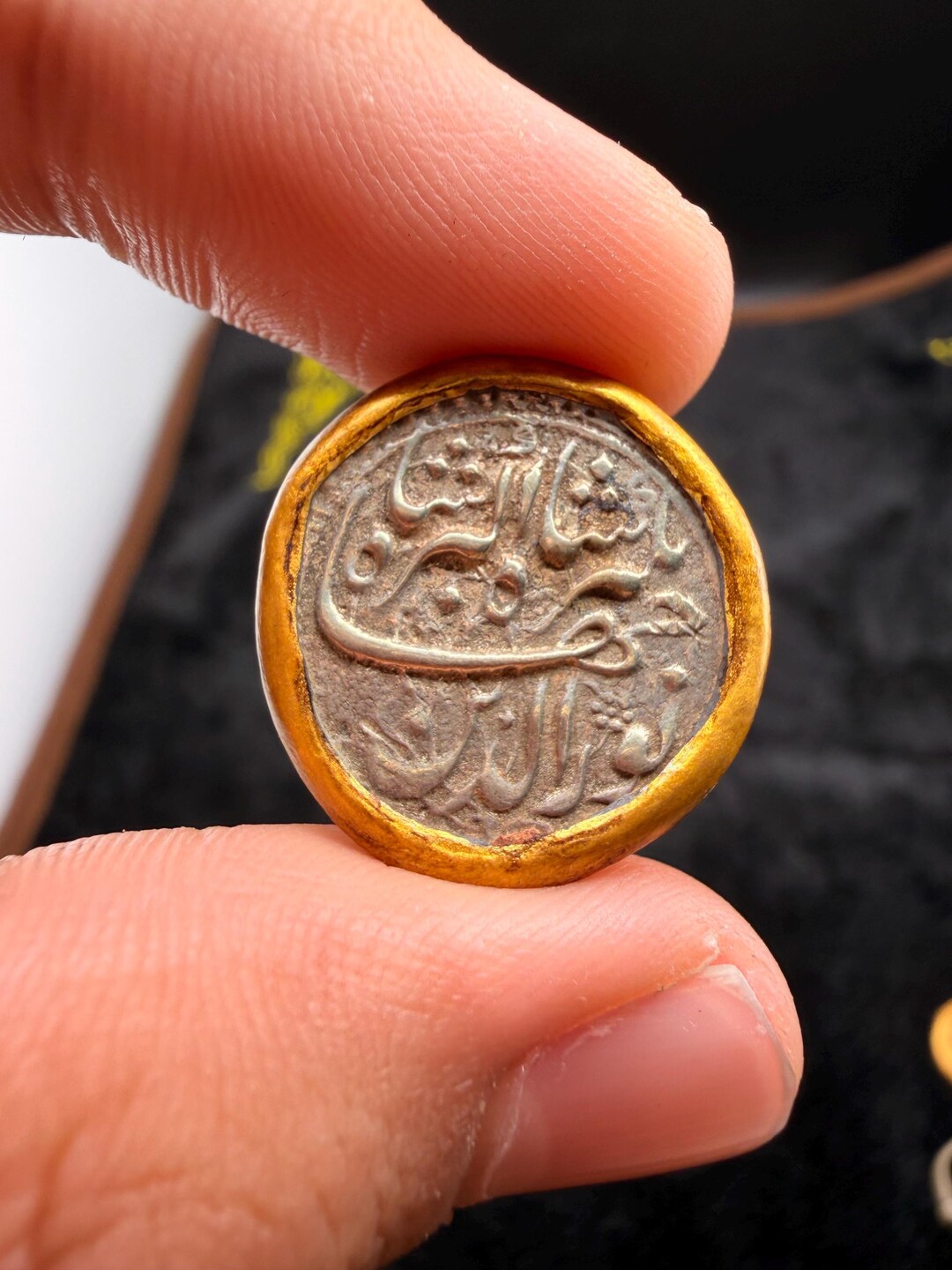 Antique Islamic Coin Ring – Rare Inscribed Calligraphy, Gold Plated ...