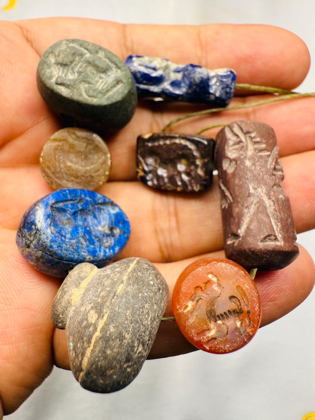 8 Rare Pc Ancient Roman Old Mixed Cylinder Intaglio Seals Stamps Beads ...