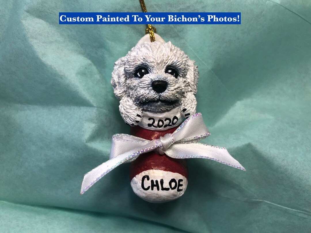 Custom Bichon Frise Christmas Tree Dog Ornament in Stocking - Etsy ...