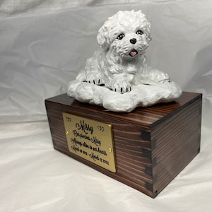 Handmade Custom Engraved Maltese on A Cloud Urn Pet Portrait Figurine ...