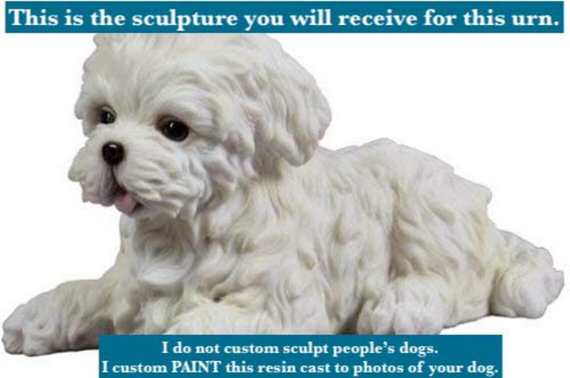 Custom Engraved Maltese Urn Pet Portrait Figurine to Your Dog's Photo ...