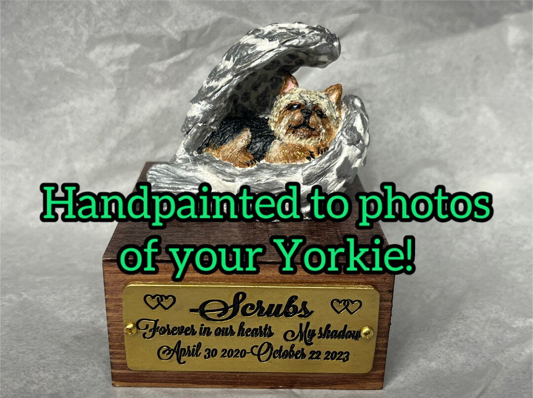 Custom Engraved Yorkie Mini Keepsake Urn Yorkshire Terrier Angel Dog ...