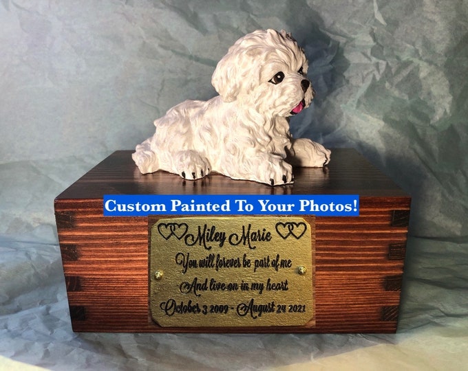 Custom Engraved Maltese Urn Pet Portrait Figurine to Your | Etsy