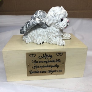 Custom Engraved Maltese Urn Pet Portrait Figurine to Your Dog's Photo ...