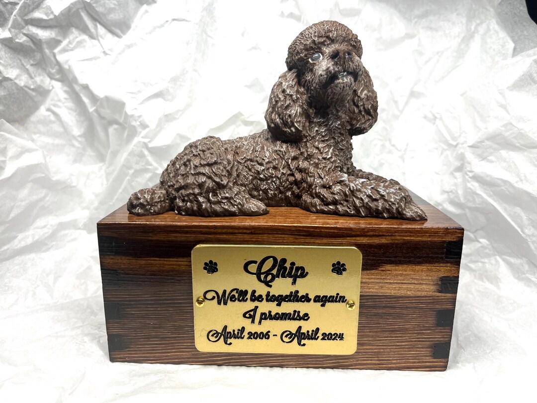 Custom Engraved Poodle Urn Pet Portrait Ashes Handpainted to Your ...