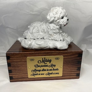 Handmade Custom Engraved Maltese on A Cloud Urn Pet Portrait Figurine ...