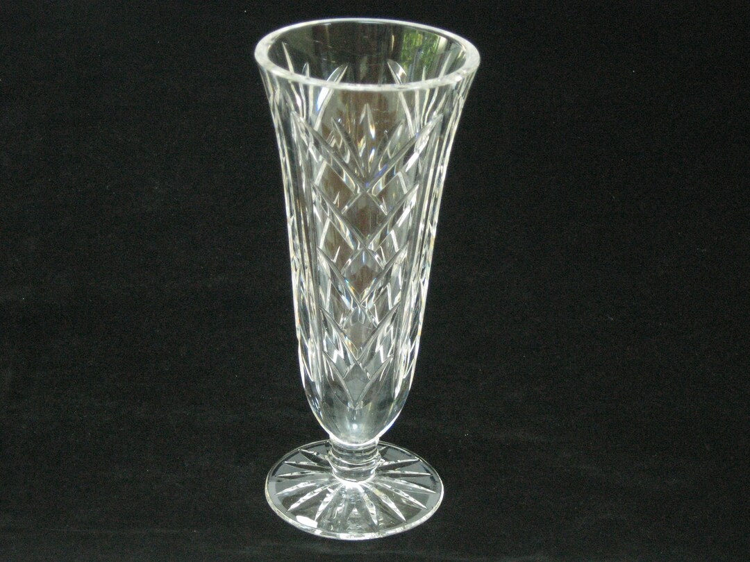 WATERFORD Cut Crystal 7" Flared Footed Bud Vase- Signed Old Gothic Mark ...
